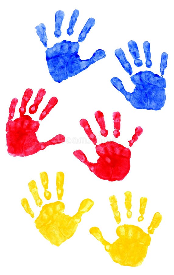 Hand Prints Young Child Hands Stock Photo - Image of playful, people ...