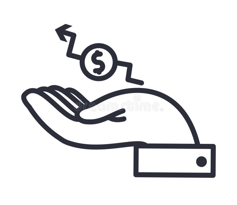Hand and Profit Money Icon Line Stock Vector - Illustration of vector ...