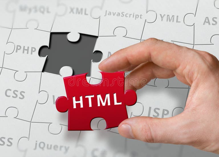 Hand of Programmer Holds Puzzle with HTML Programming Language Stock ...