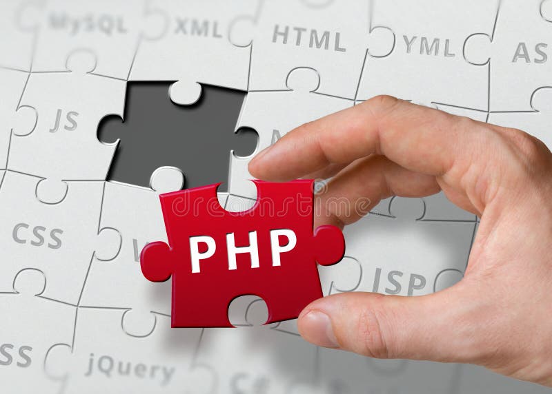 Hand of Programmer Holds Puzzle with PHP Programming Language Stock ...
