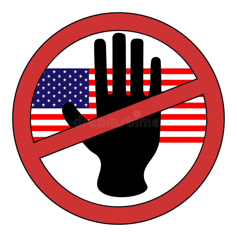 Hand Prohibition Sign with American Flag Background Stock Vector ...