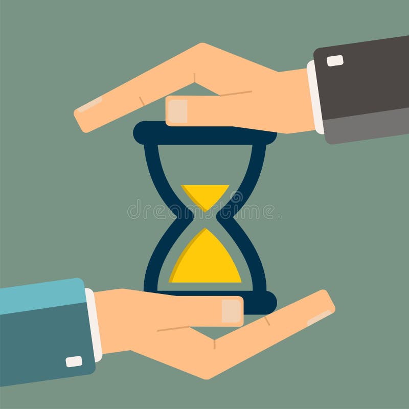 Hand Protect Hourglass. Time Management. Controlling Time Stock Vector ...