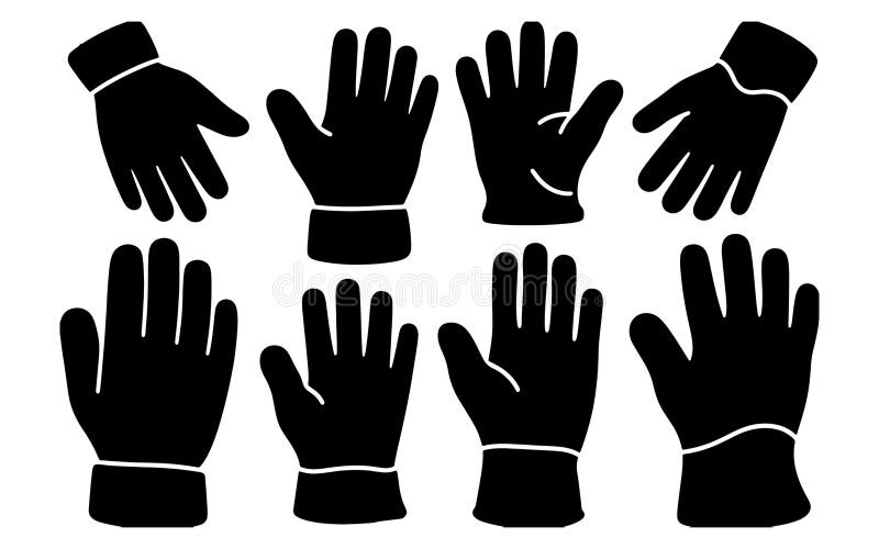 Hand Protection Gloves Vector Silhouettes Stock Vector - Illustration ...