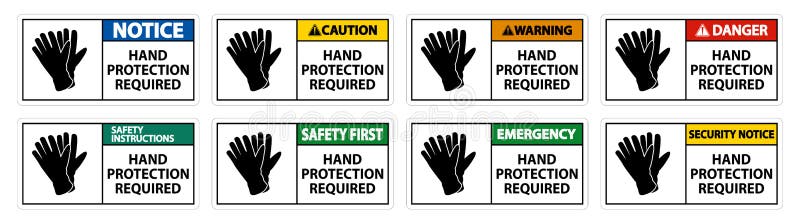 Hand Protection Required Sign on White Background Stock Vector ...