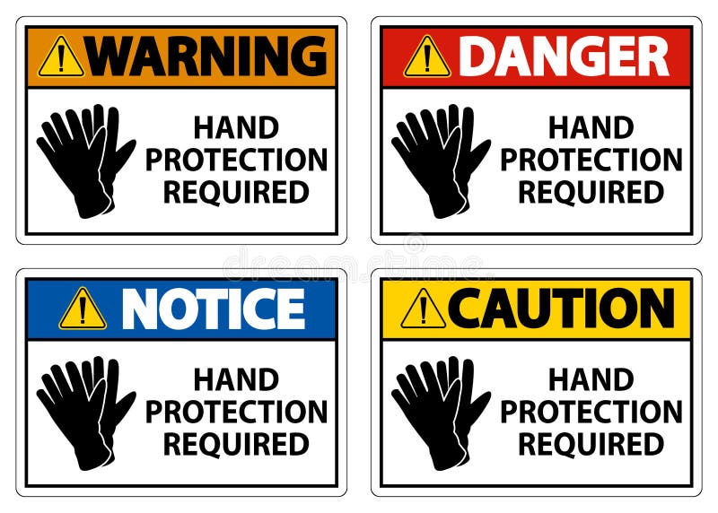 Hand Protection Required Sign on White Background Stock Vector ...