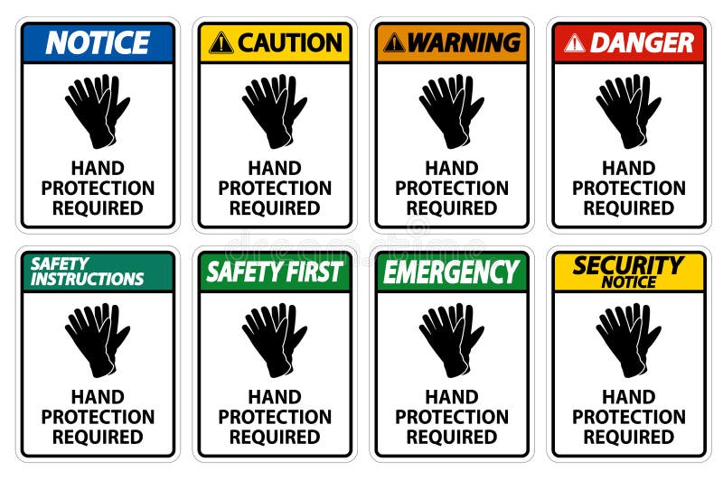 Hand Protection Required Sign on White Background Stock Vector ...