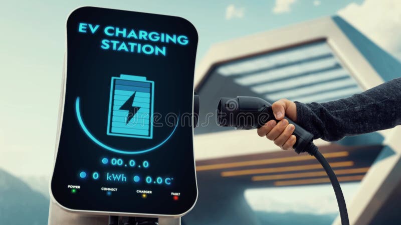 Hand Pull EV Charger from Smart Electric Charging Station. Peruse Stock ...