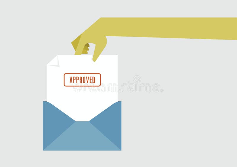 Hand Pull and Open Letter for Approved Stock Vector - Illustration of ...