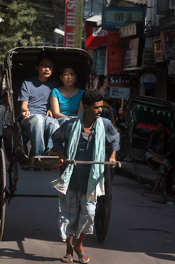 Hand pulled rickshaw editorial stock photo. Image of rickshaw - 21246108