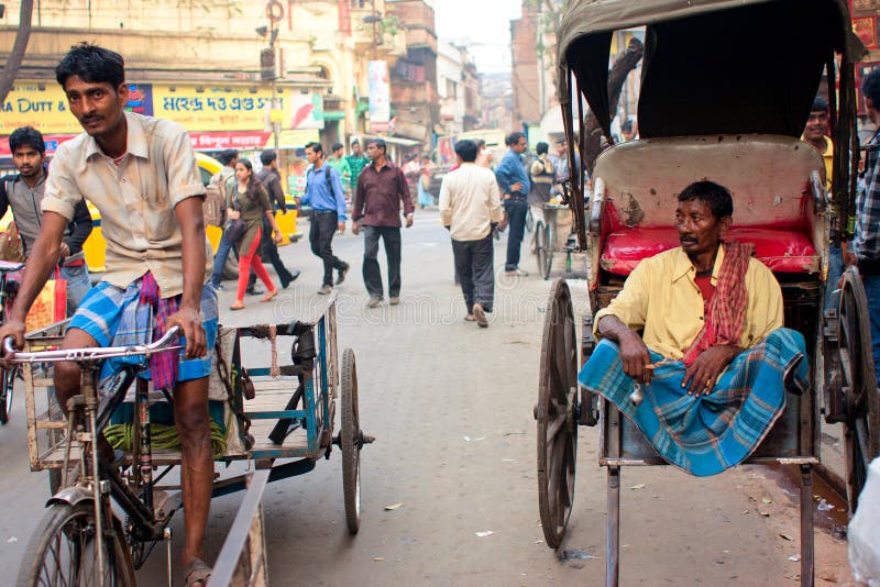 Hand-pulled Rickshaw and Cycle Rickshaw on the Street Editorial Image ...