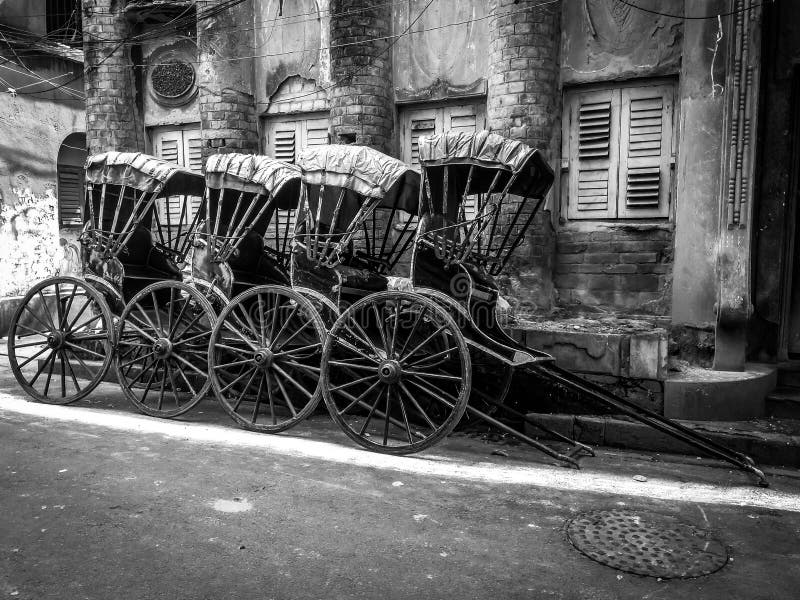 Hand Pulled Rickshaw on the Streets of Kolkata, Calcutta, India Stock ...