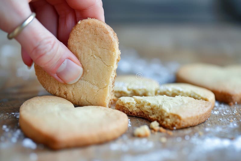 Hand Pulling Apart a Heartshaped Cookie Stock Illustration ...
