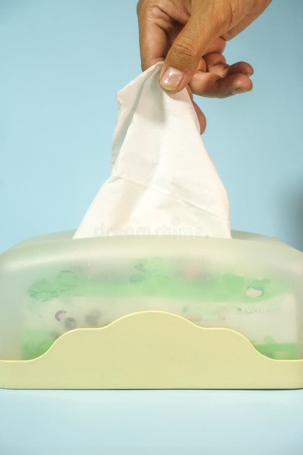 Hand Pulling Facial Tissue from the Tissue Box Stock Photo - Image of ...