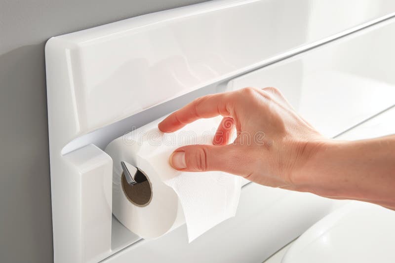 Hand Pulling Paper from Wallmounted Toilet Roll Stock Illustration ...