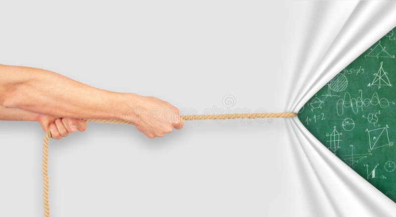 Hand Pulling Rope and Drawing Stock Photo - Image of human, message ...