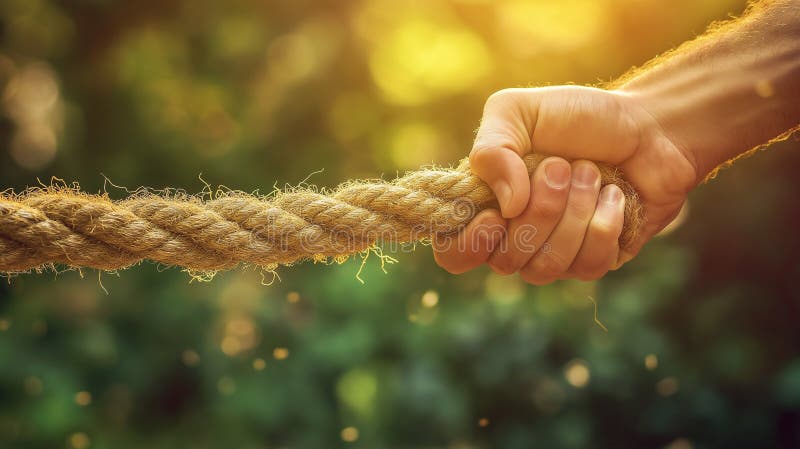 Hand Pulling a Rope in a Tug-of-war, Symbolizing Business Competition ...