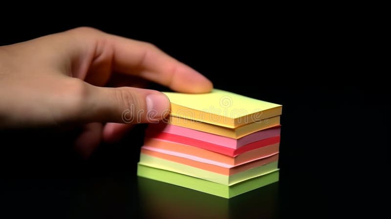 Hand Pulling Sticky Note from a Stack Stock Illustration - Illustration ...