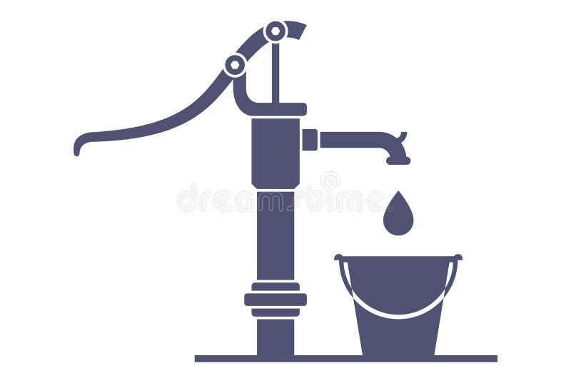 Hand Pump Black Icon for Extracting Water. Stock Vector - Illustration of potable, hand: 264234355