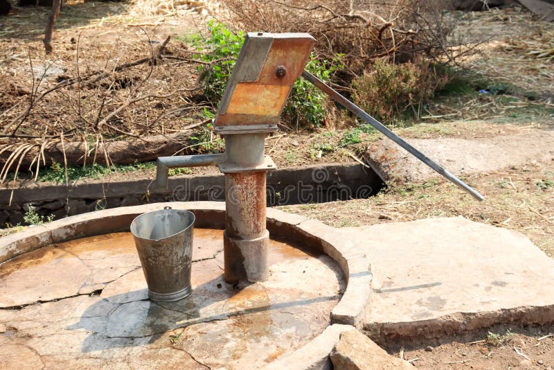 Hand Pump Old Method of Extracting Water from Well Stock Image - Image ...