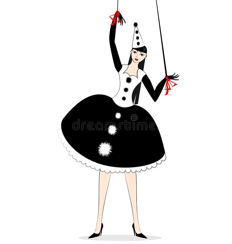 Hand puppet of Pierrette stock vector. Illustration of carnival - 56315717