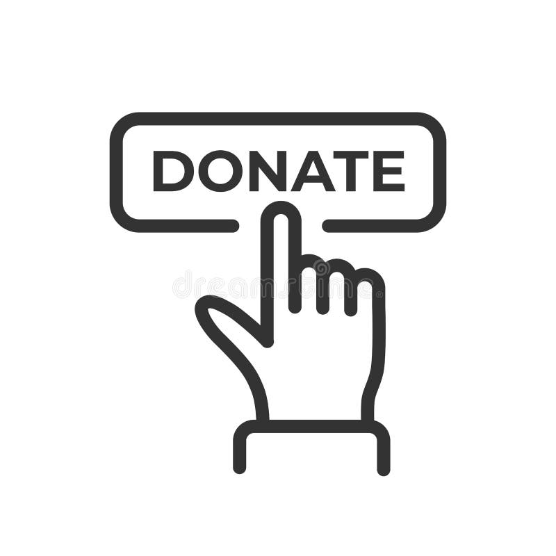Hand Push on Donation Button Vector Icon Stock Vector - Illustration of ...