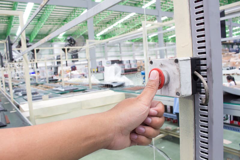 Hand Push Emergency Button in Product Line Stock Image - Image of line ...