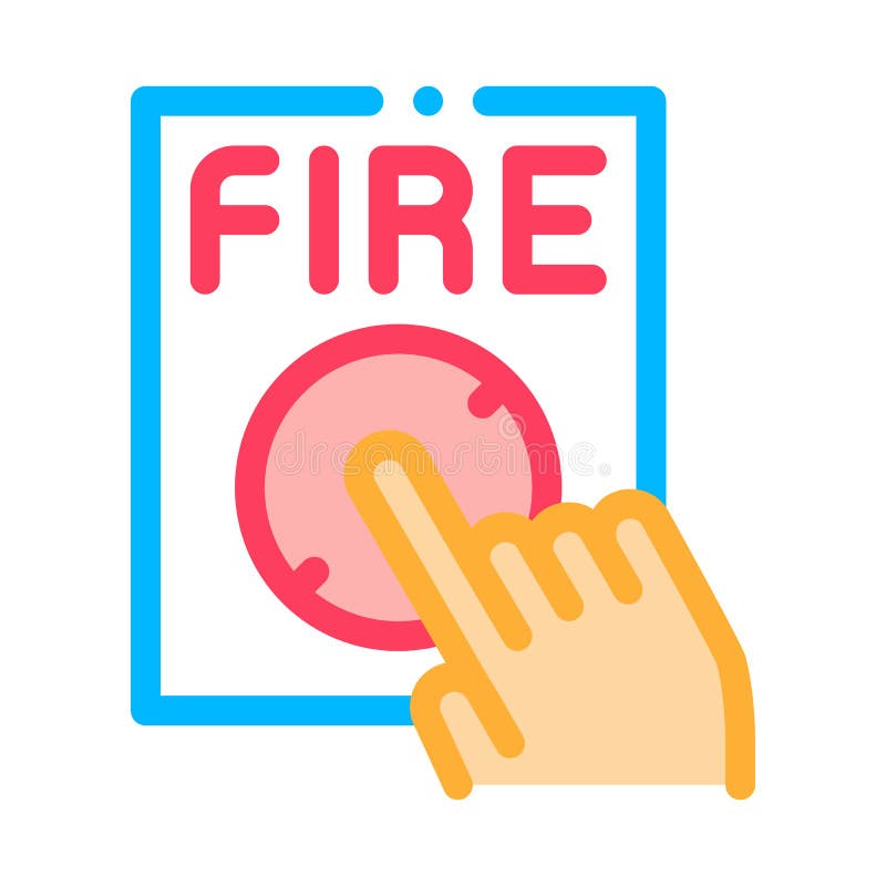 Hand Push Fire Button Icon Outline Illustration Stock Vector ...