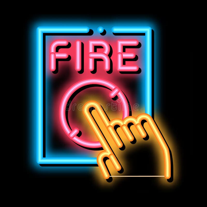 Hand Push Fire Button Neon Glow Icon Illustration Stock Vector ...