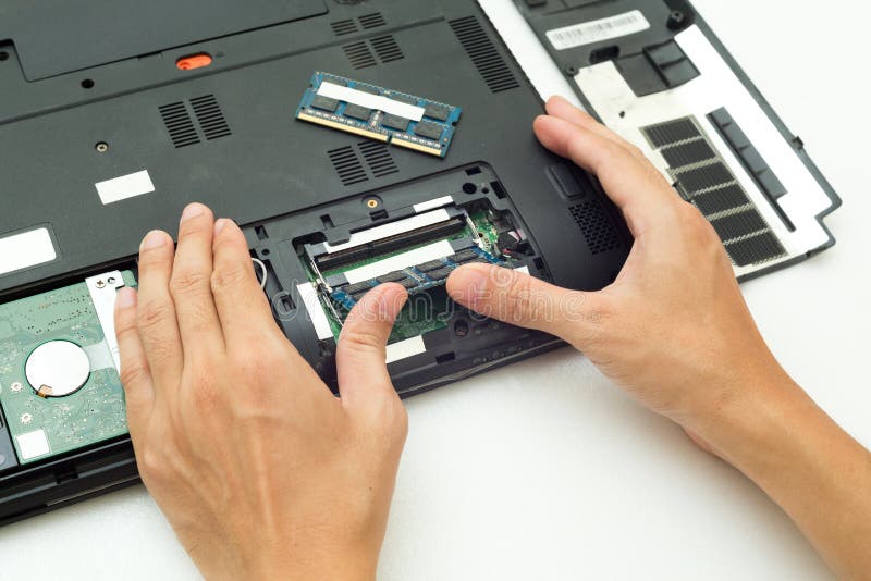 Hand Push Ram Changing Laptop Computer Stock Photos - Free & Royalty ...
