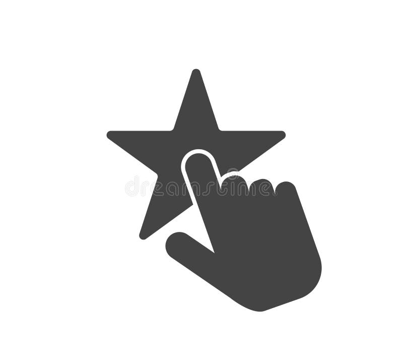 Hand Push on Star. Favorite Vector Icon on White Isolated Background ...