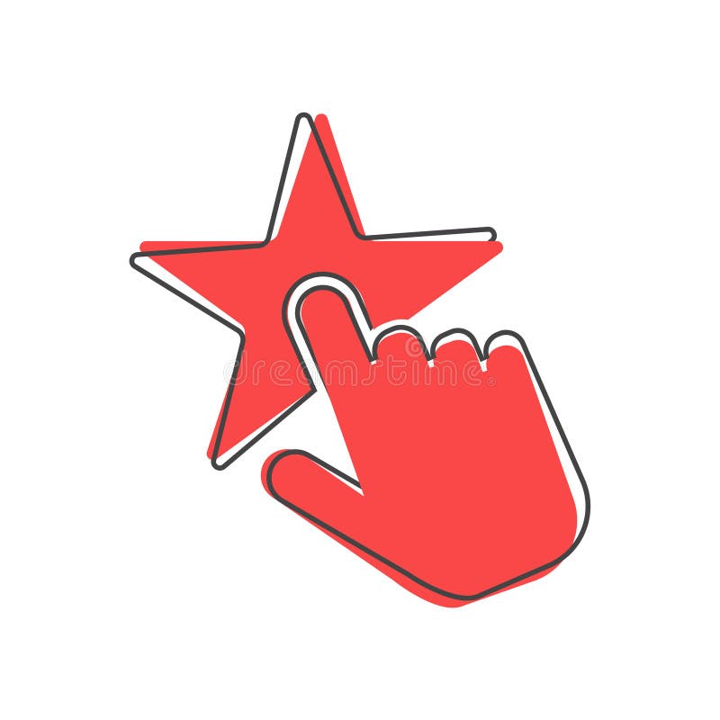 Hand Push on Star. Favorite Vector Icon on White Isolated Background ...