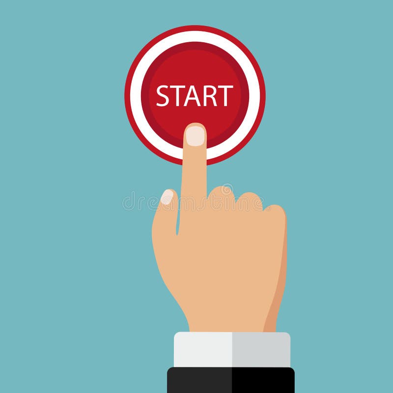 Hand Press Button, Flat Design Stock Vector - Illustration of internet ...