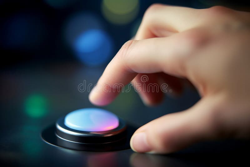Hand Pushes the Illuminated Button. Generate Ai Stock Illustration ... Hand Pushes the Illuminated Button. Generate Ai Stock Illustration ...