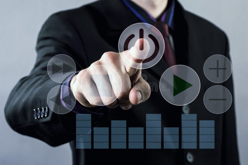 Hand Pushing a Fast Forward Button Stock Photo - Image of button ...