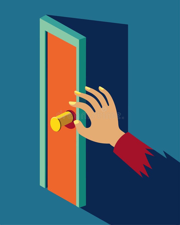 A Hand Pushing Against a Transparent Door but Unable To Turn the Handle ...