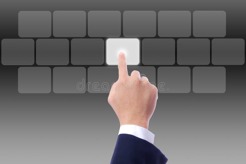 Hand pushing button stock photo. Image of advanced, hand - 19026298