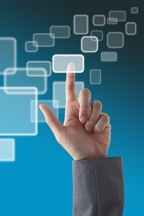 Hand pushing button stock image. Image of hand, effect - 20992829