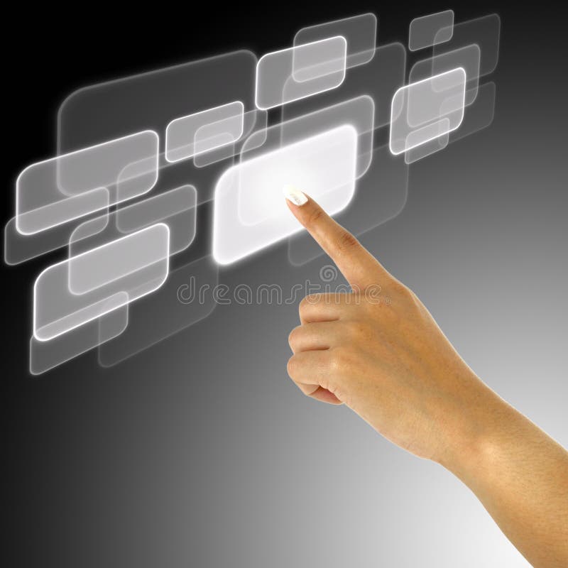 Hand pushing a button stock illustration. Illustration of background ...