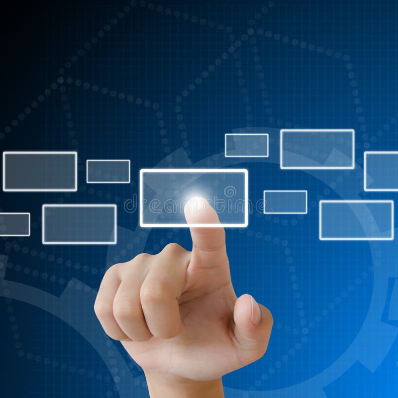 Hand Pushing People Communication Social Network Stock Image - Image of ...