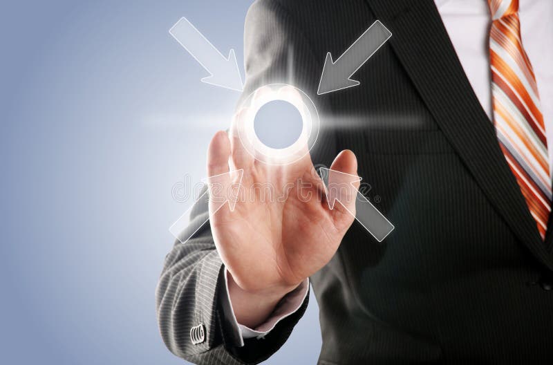 Hand pushing the button stock image. Image of desktop - 35016967