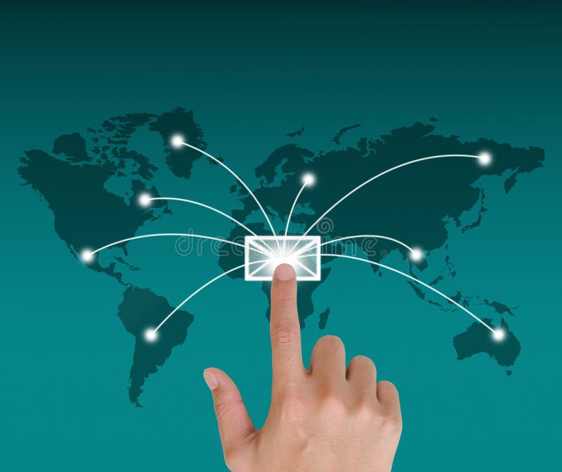 Hand Pushing People Communication Social Network Stock Image - Image of ...