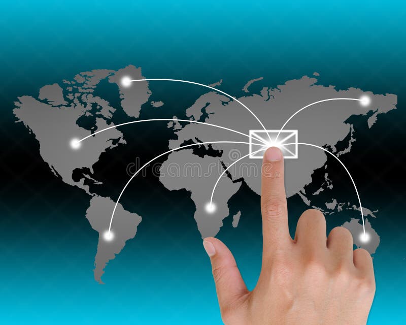 Hand Pushing People Communication Social Network Stock Image - Image of ...