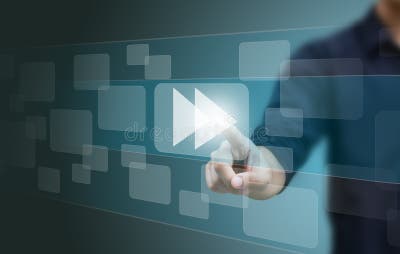 Hand Pushing a Fast Forward Button Stock Photo - Image of button ...