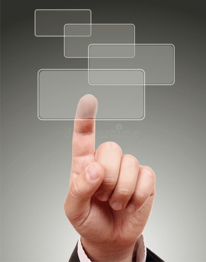 The Hand Pushing One of the Buttons Stock Photo - Image of advertising ...