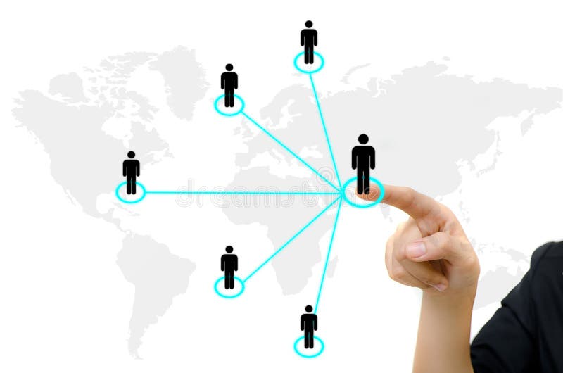 Hand Pushing People Communication Social Network Stock Image - Image of ...