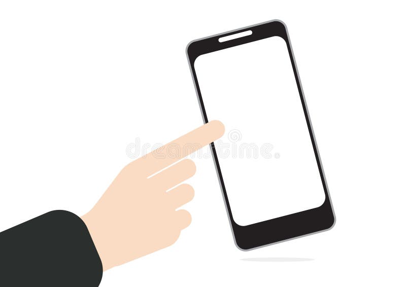 Hand Pushing or Press on Touch Screen at Mobile Phone in Hand Pushing ...