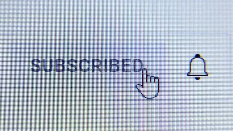 Pressing Subscribe Button on Social Media on Social Media App Stock ...