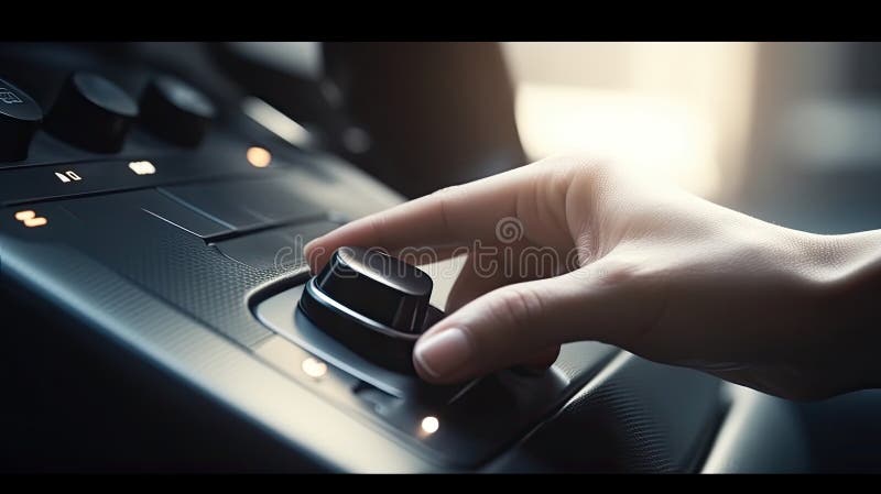 Hand Pushing on a Smart Start Button on Car Control Engine Ignition for ...