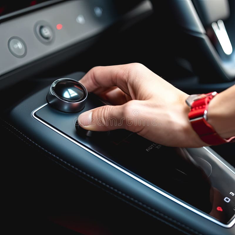 Hand Pushing on a Smart Start Button on Car Control Engine Ignition for ...