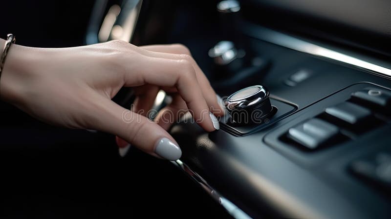 Hand Pushing on a Smart Start Button on Car Control Engine Ignition for ...